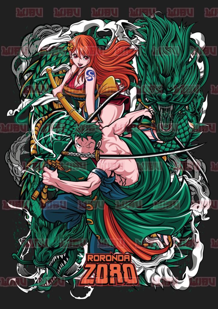 Áo thun Wibu One Piece Zoro vs Nami
